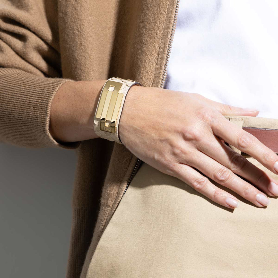 Nude python leather cuff "EMBRACE" by Ursul®